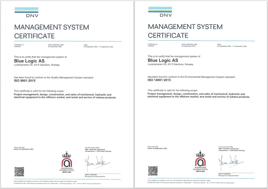 ISO Certificates - Blue Logic